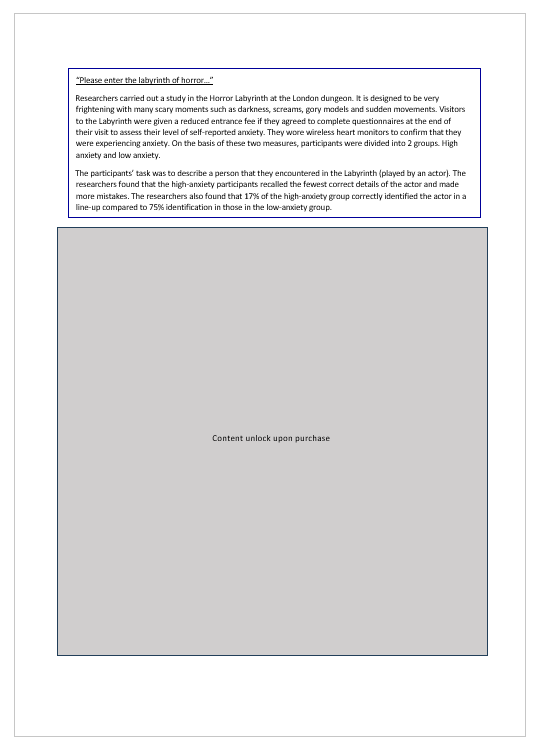 Complete Anxiety Eye-witness Testimony Lesson | Teaching Resources