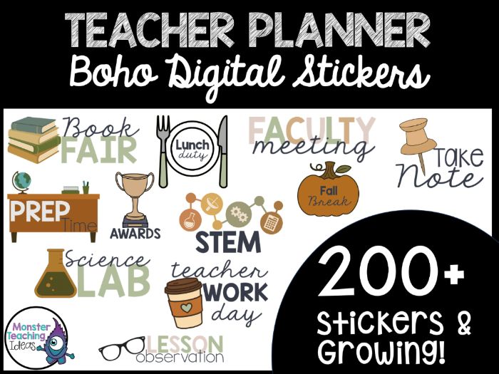 Boho Digital Planner Stickers | Teaching Resources
