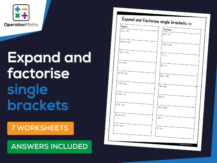 Expand and factorise single brackets | Teaching Resources