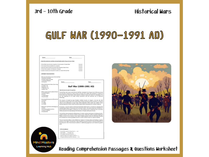Gulf War (1990–1991 AD) Reading Comprehension Passages & Questions ...