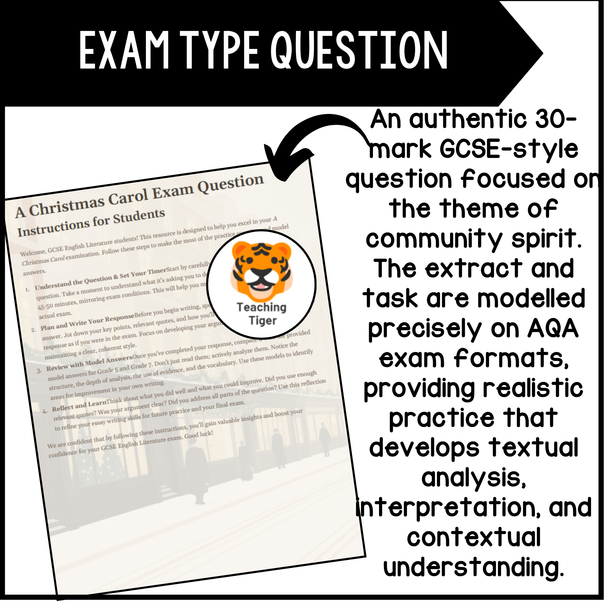 A Christmas Carol GCSE Exam Question on Community Spirit with Model ...
