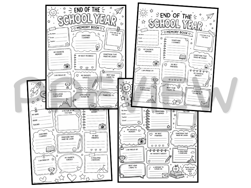 End of Year Memory Book | Reflection Writing Prompts & Last Day of ...