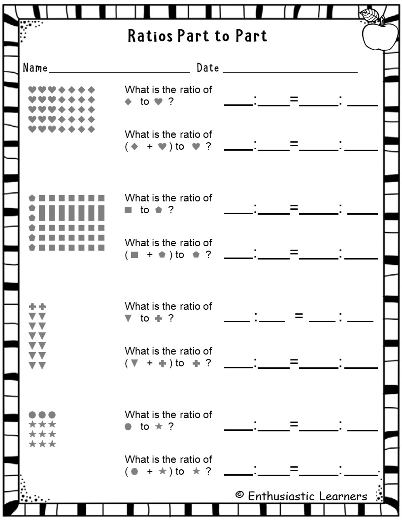 Part-to-Part Ratios with Shapes Worksheets Math | Teaching Resources
