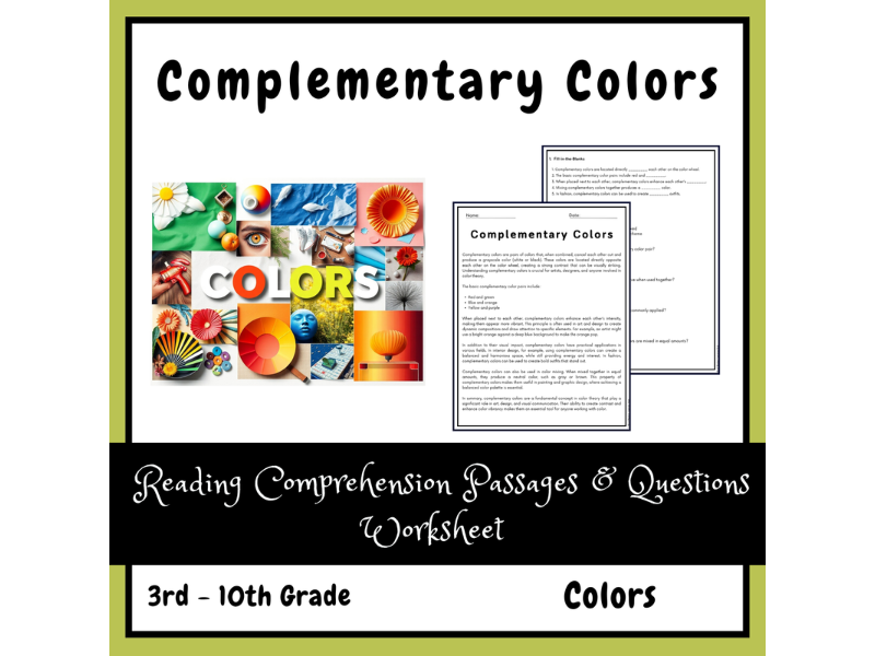Complementary Colors Reading Comprehension Passages & Questions ...