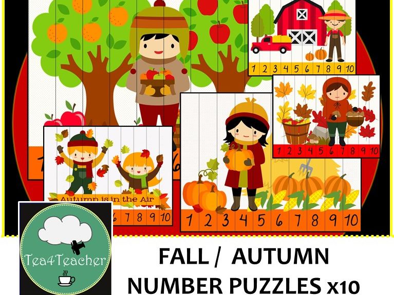 Fall Number Puzzles - Preschool Kindy Autumn Number Puzzles for Little ...