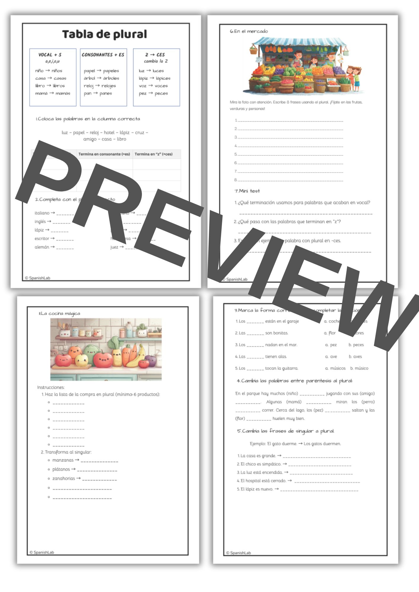 Forming Plurals in Spanish – El Plural | 11 Activities for KS3 ...