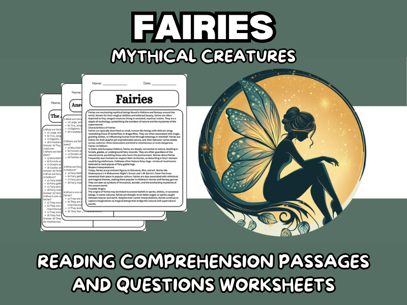 Fairies - Mythical Creatures Reading Comprehension Passages and ...
