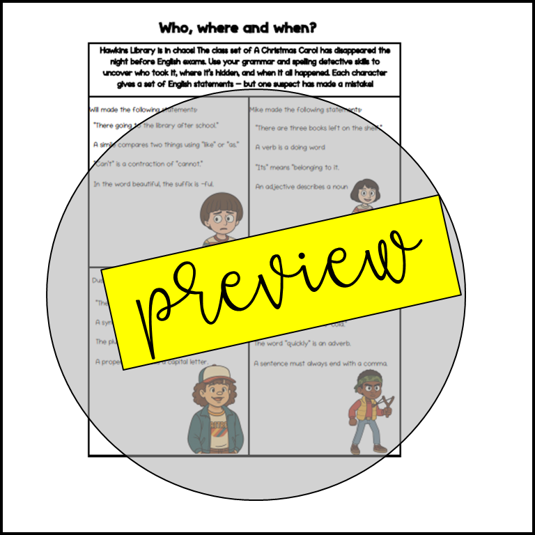 Stranger Things English Murder Mystery Game – Fun Grammar & Spelling ...