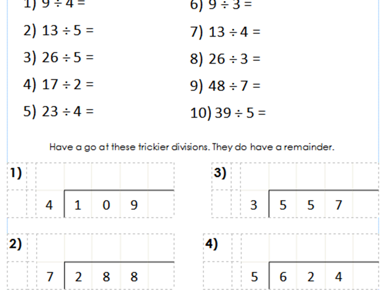 Division With Remainders Worksheet 1 Hoeden At Home Grade 3 Maths 