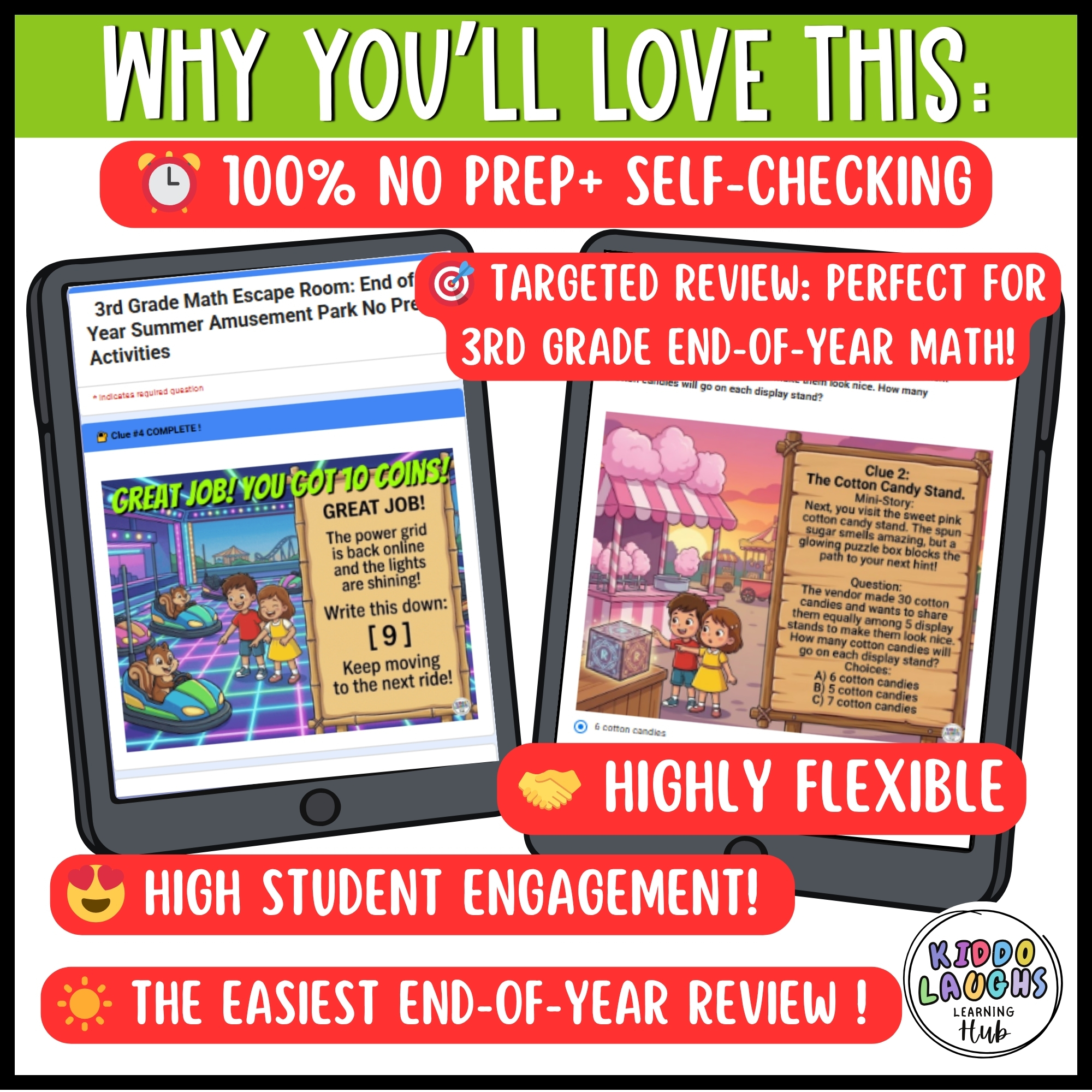 Year 4 KS2 Maths Escape Room: End of Year Summer Amusement Park Fun No ...
