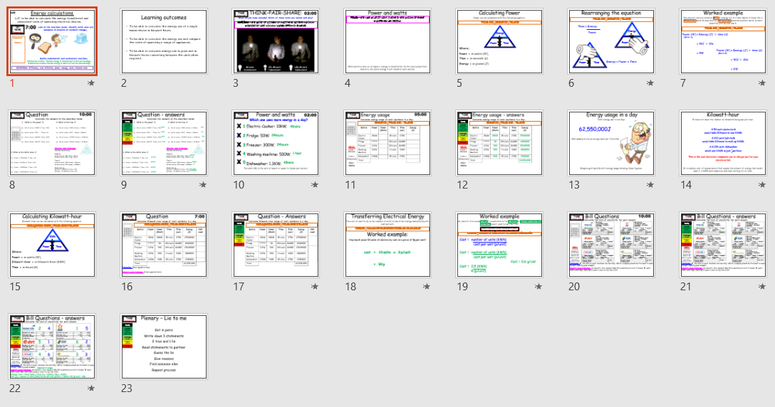 Year 7 Energy -L10 Energy calculations(Lesson) | Teaching Resources