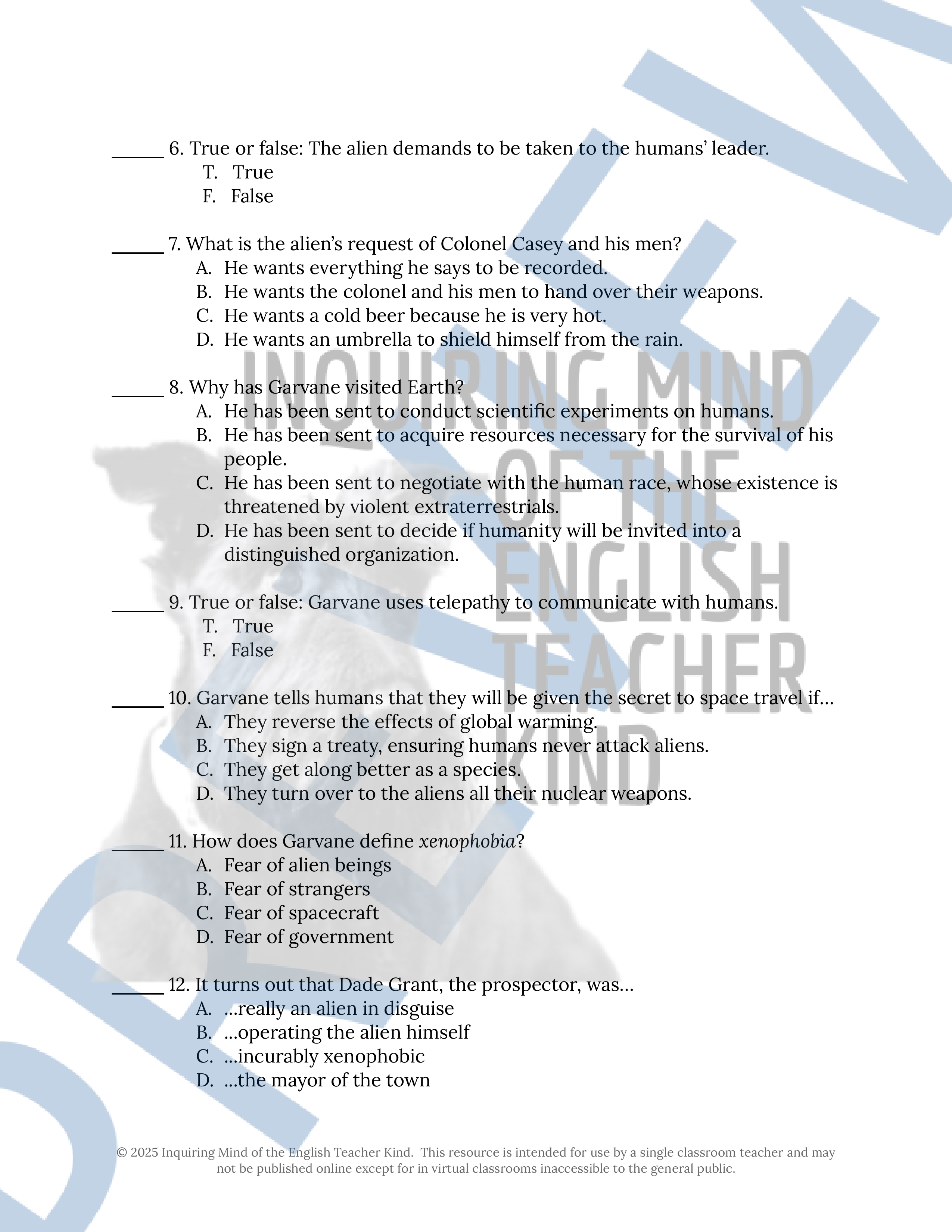 “Puppet Show” by Fredric Brown Quiz and Answer Key | Teaching Resources