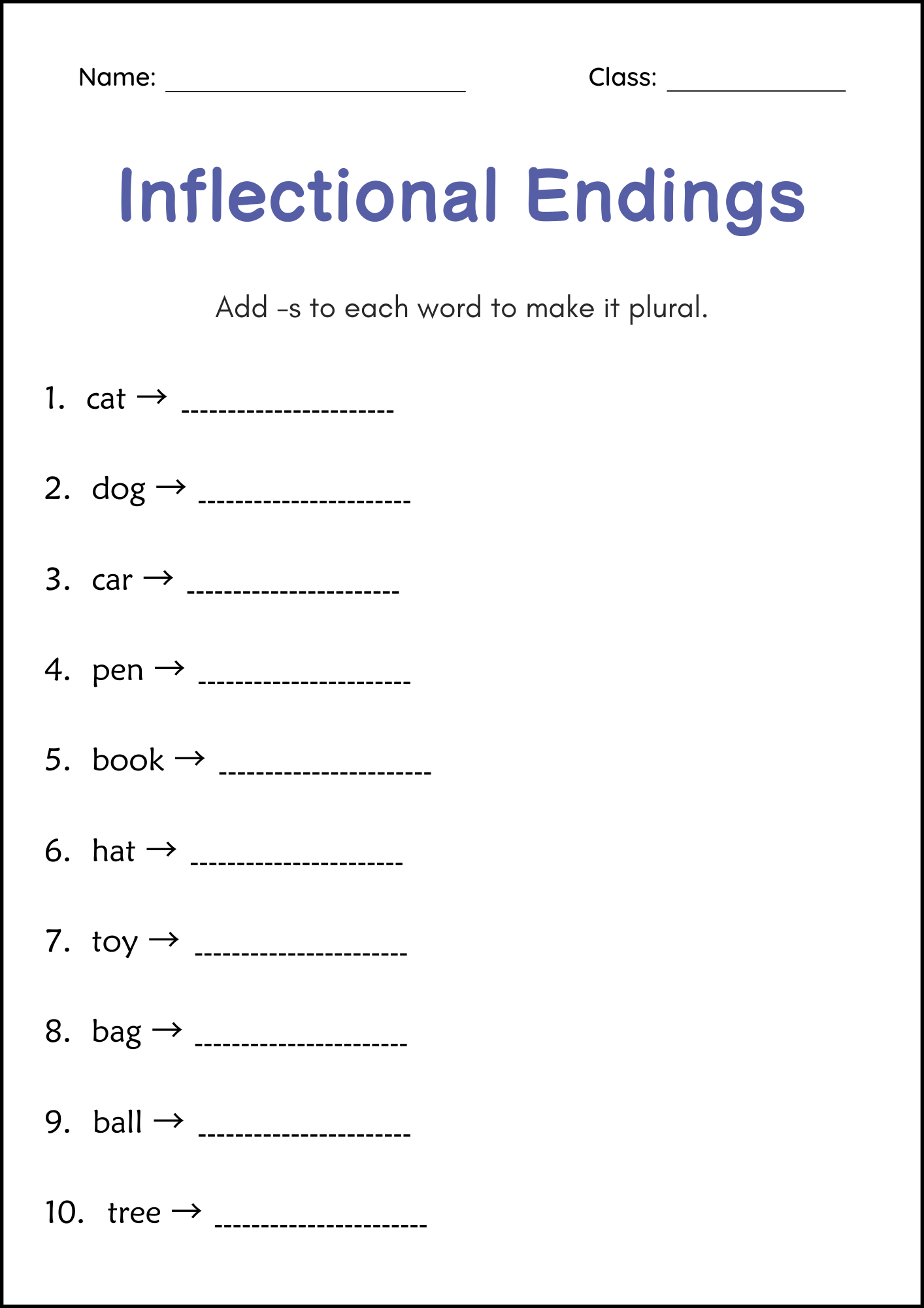 Inflectional Endings Grammar Worksheets and Activities - ing, -ed, -s ...