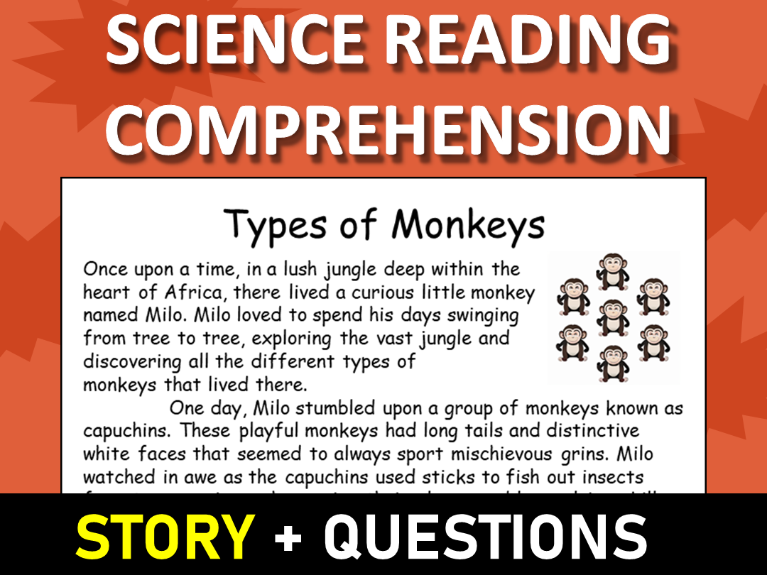 Types of Monkeys Reading Science Story Comprehension Questions ...