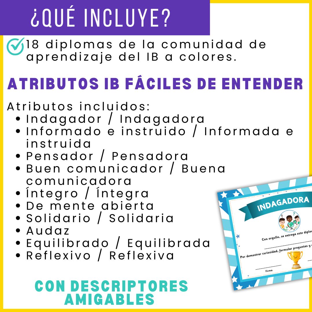 Spanish IB PYP Learner Profile Certificates – Diplomas del perfil del ...