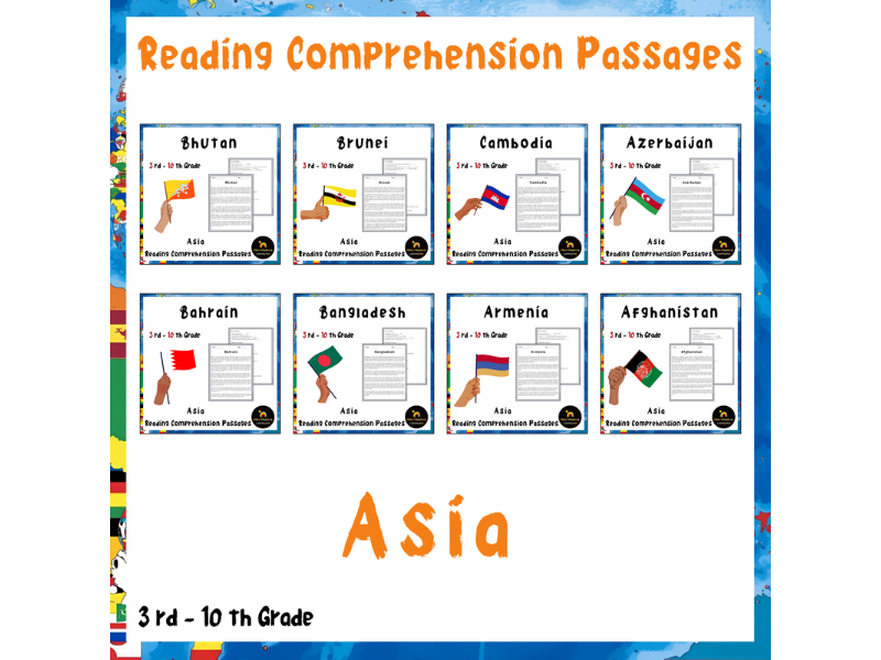 Asia Reading Comprehension Passages & Questions Worksheets Bundle#1 ...