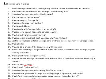 A Christmas Carol Plot Quiz | Teaching Resources