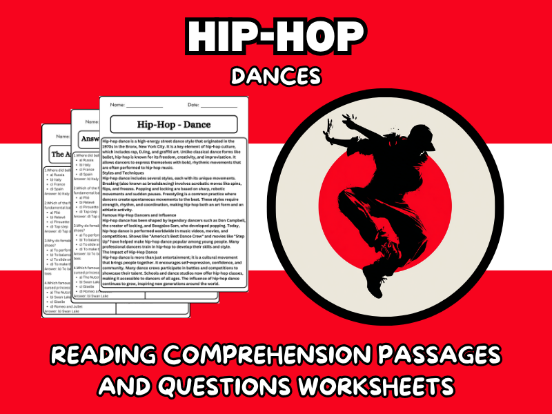 Dances Reading Comprehension Passages and Questions Worksheets Bundle ...