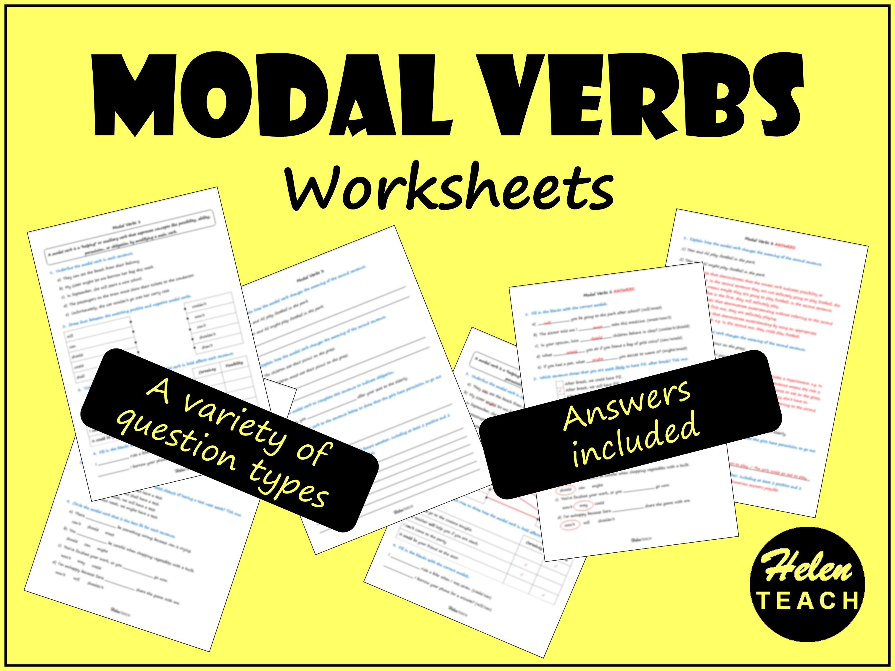 Modal Verb Worksheets | Differentiated | With Answers | Teaching Resources