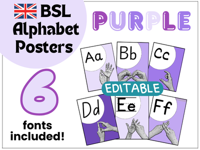 EDITABLE Alphabet Posters - British Sign Language (BSL) - Purple ...