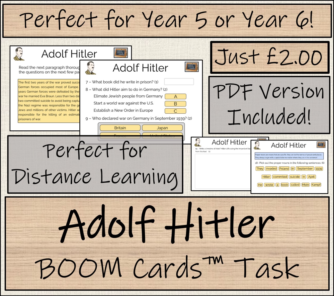 Adolf Hitler - UKS2 BOOM Cards™ Comprehension Activity Bundle ...