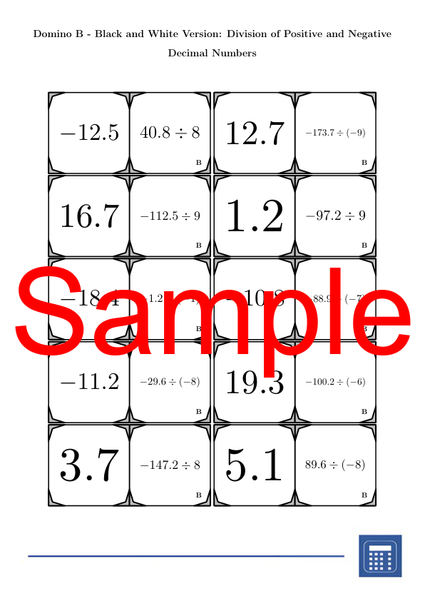 Domino | Division of Positive and Negative Decimal Numbers | Math ...