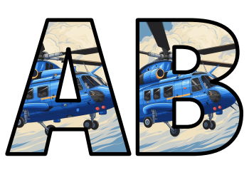 Helicopter Flying Blue Vehicle Lettering Set Display Title Letters ...