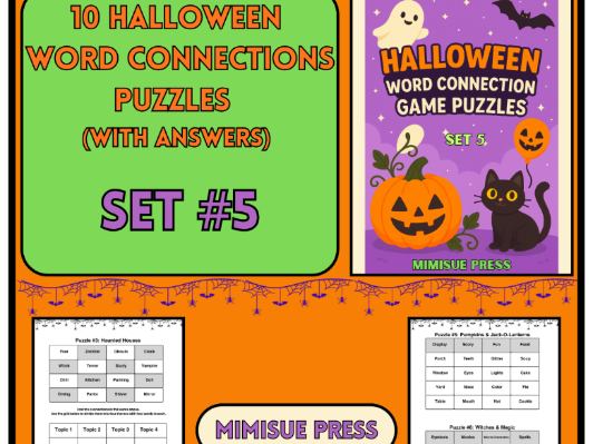 10 Halloween Word Connections Puzzles SET 5 (Holiday/Party Game ...