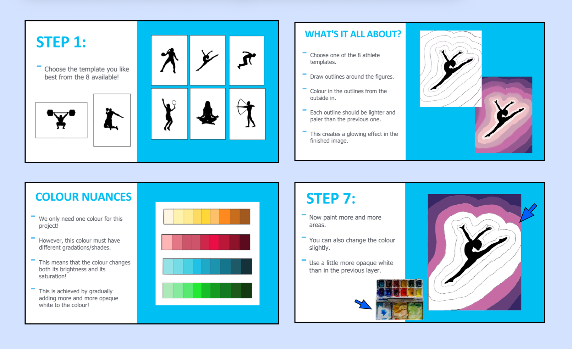 KS3/KS4 Art Projeject: Athlete Silhouette Glow Painting | Teaching ...