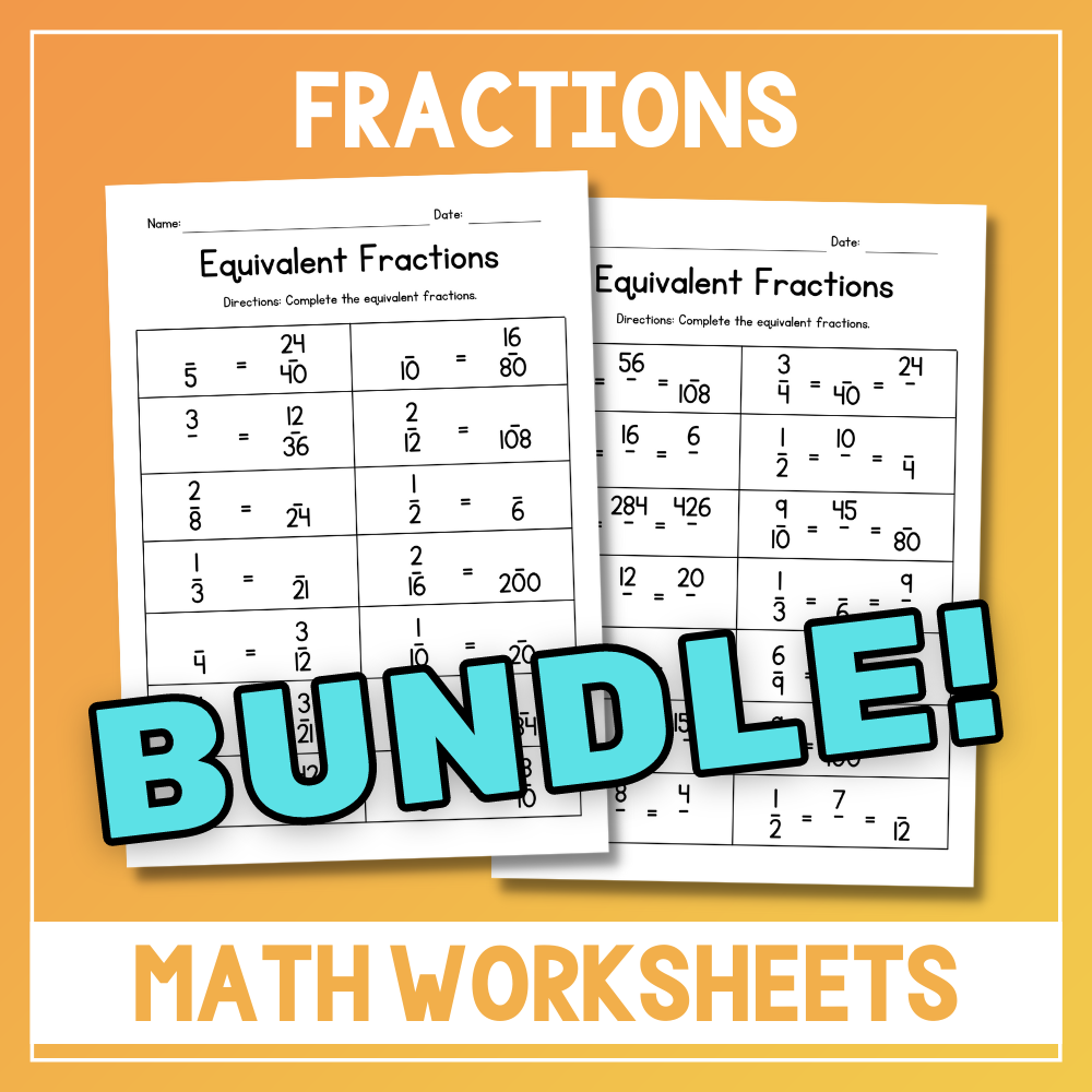 Converting Proper Improper Fractions Mixed Numbers BUNDLE Test 