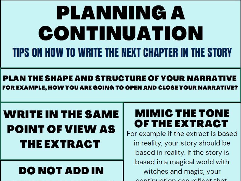 Writing A Continuation Infographic Teaching Resources
