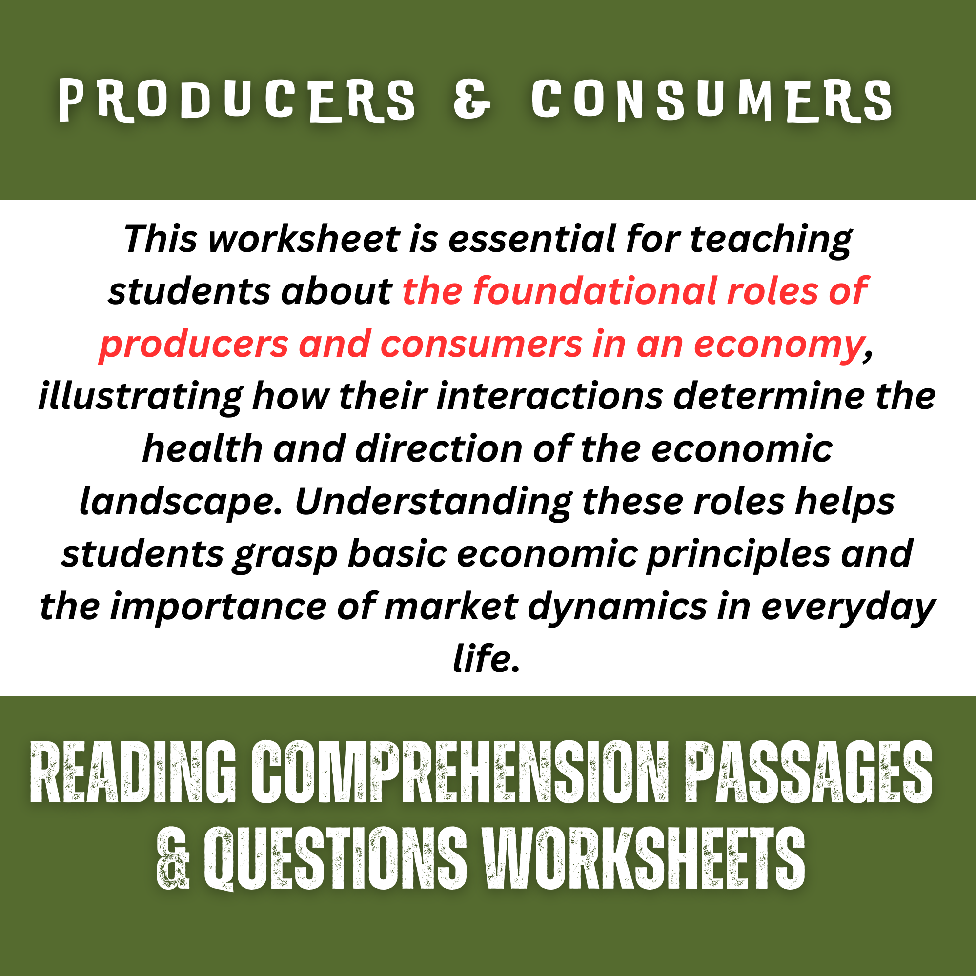 Producers and Consumers - Economics Reading Worksheet | Teaching Resources