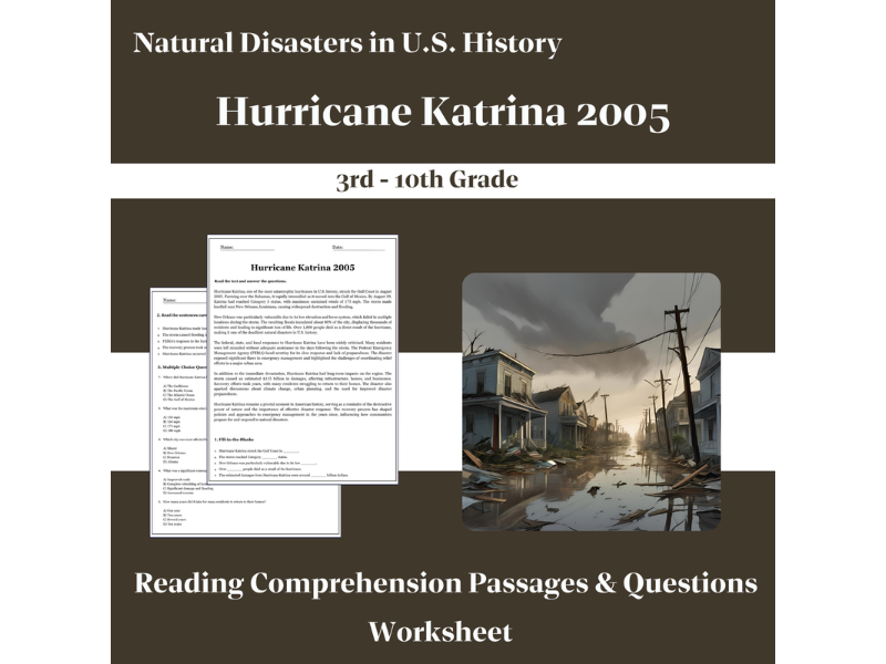 Hurricane Katrina of 2005 Reading Comprehension Passages & Questions ...