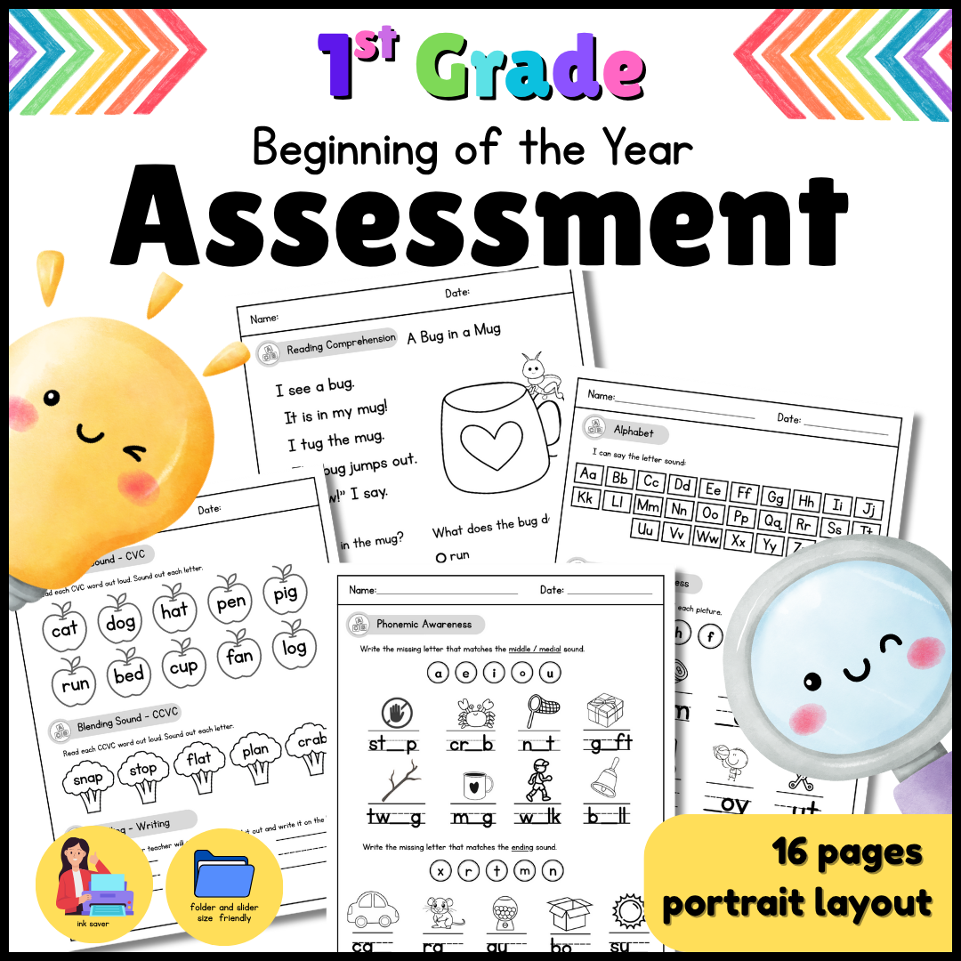 Assessments for 1st Grade | Beginning of the Year Review & Skills ...