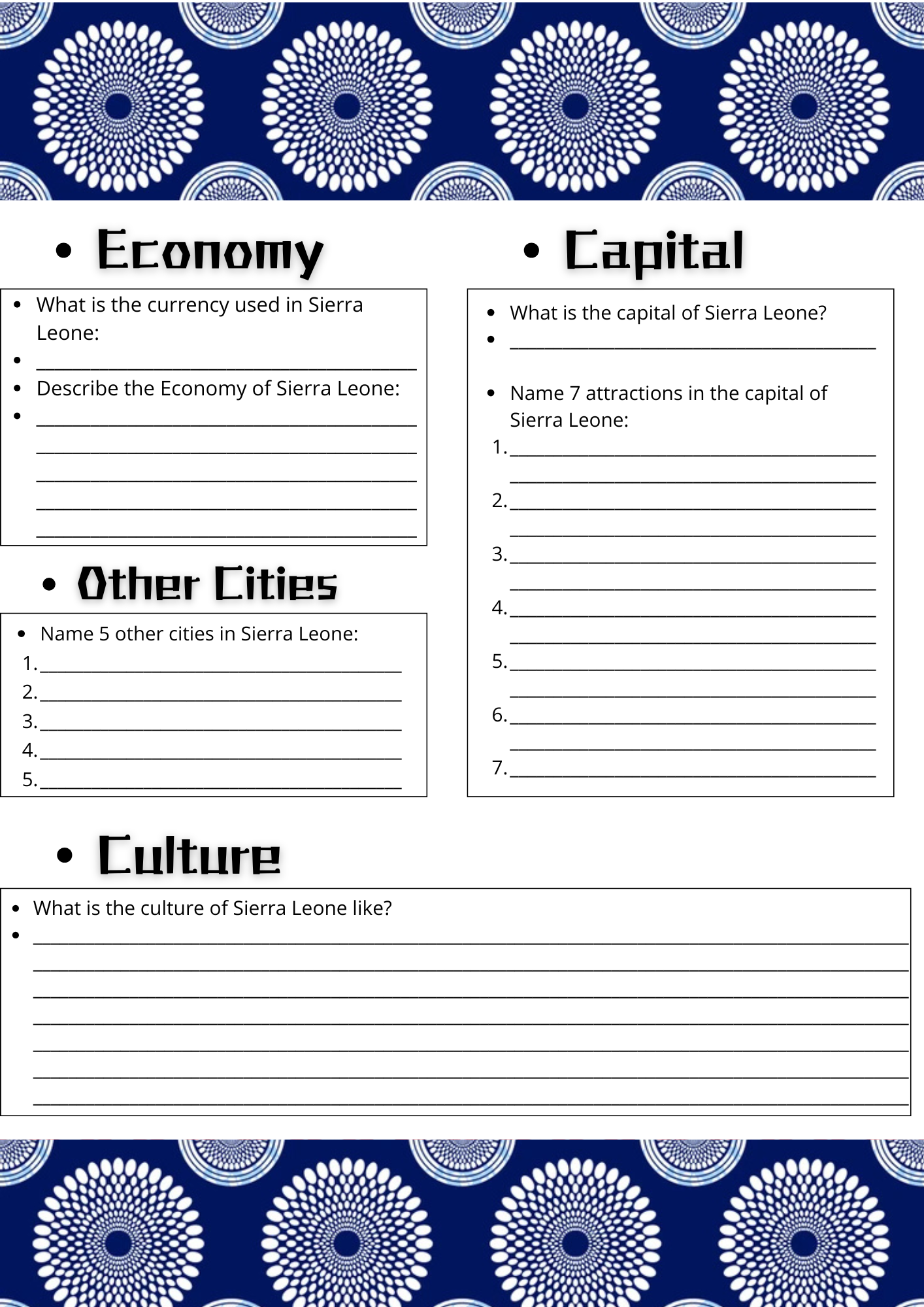Country Study Research Project - Sierra Leone - Social Studies - West ...
