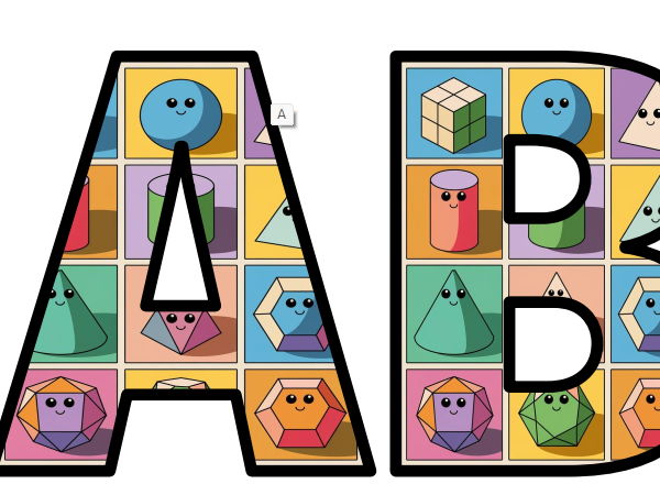 3d Shapes Math Objects Lettering Set Display Title Letters Numbers ...