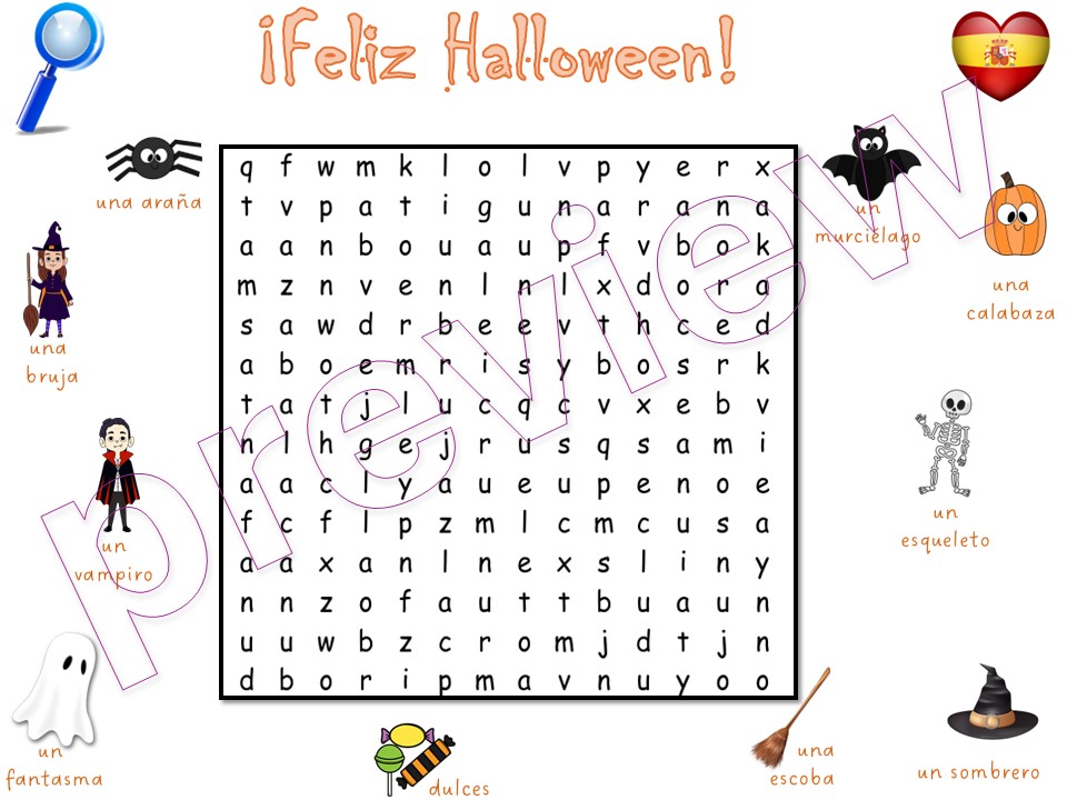 Halloween | Spanish wordsearch | Spanish Halloween | Teaching Resources