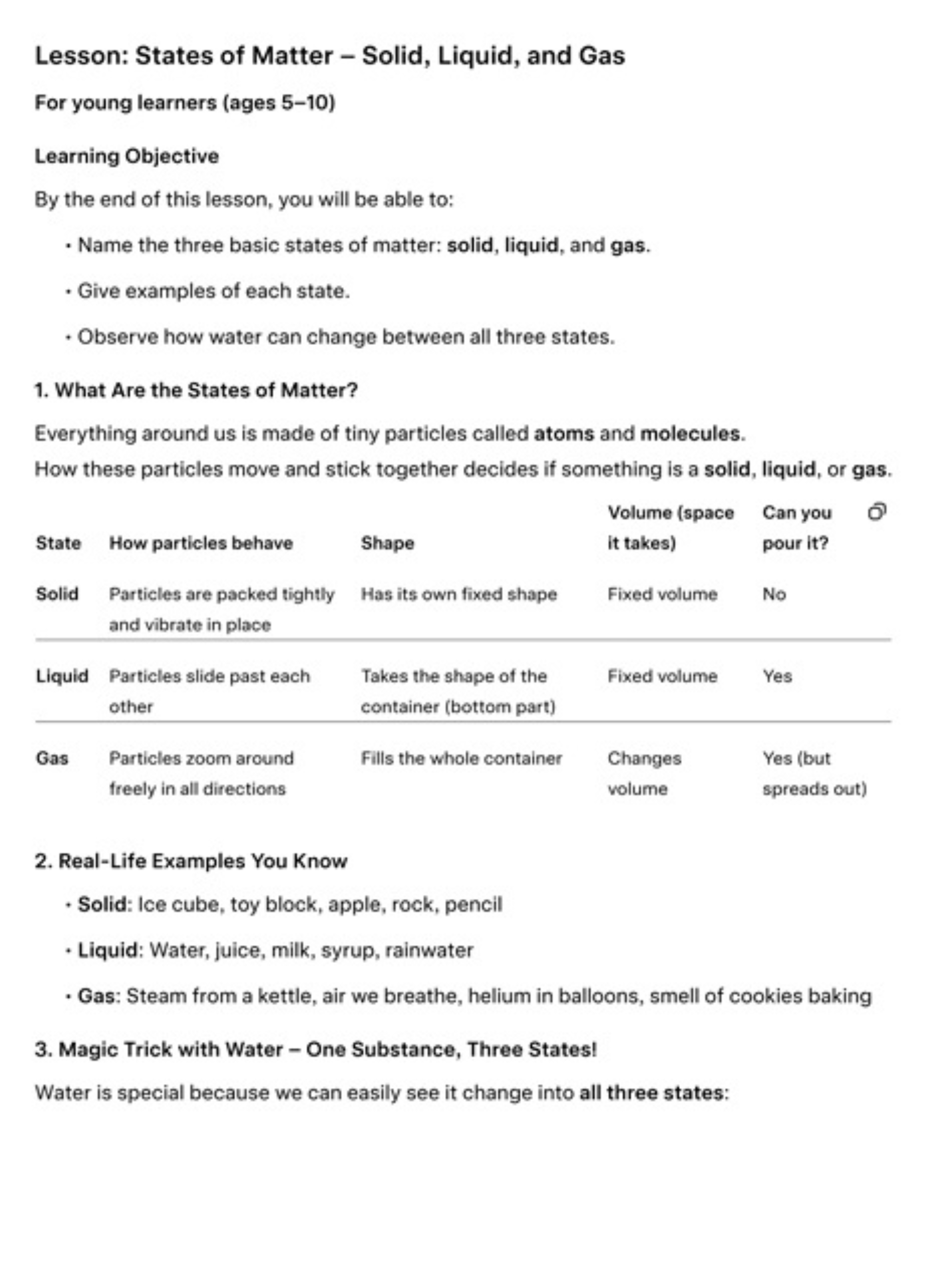 States of Matter for Young Scientists | Teaching Resources
