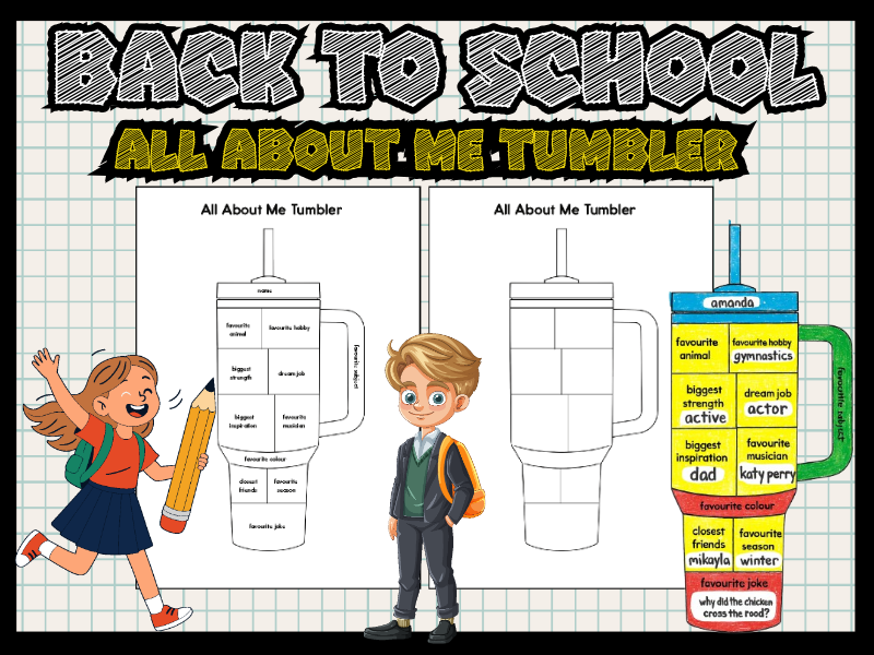 All About Me Tumbler Activity - Back to School Getting to Know You ...