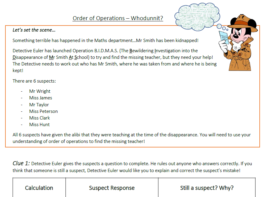 Order of Operations Murder Mystery | Teaching Resources