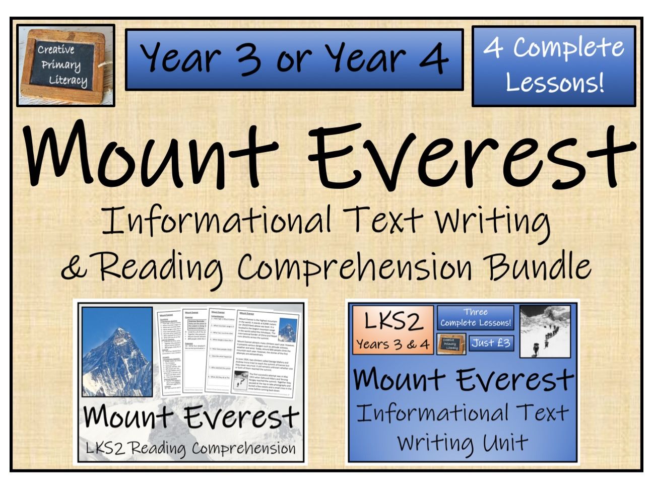 LKS2 - Mount Everest Reading Comprehension & Informational Text Writing ...