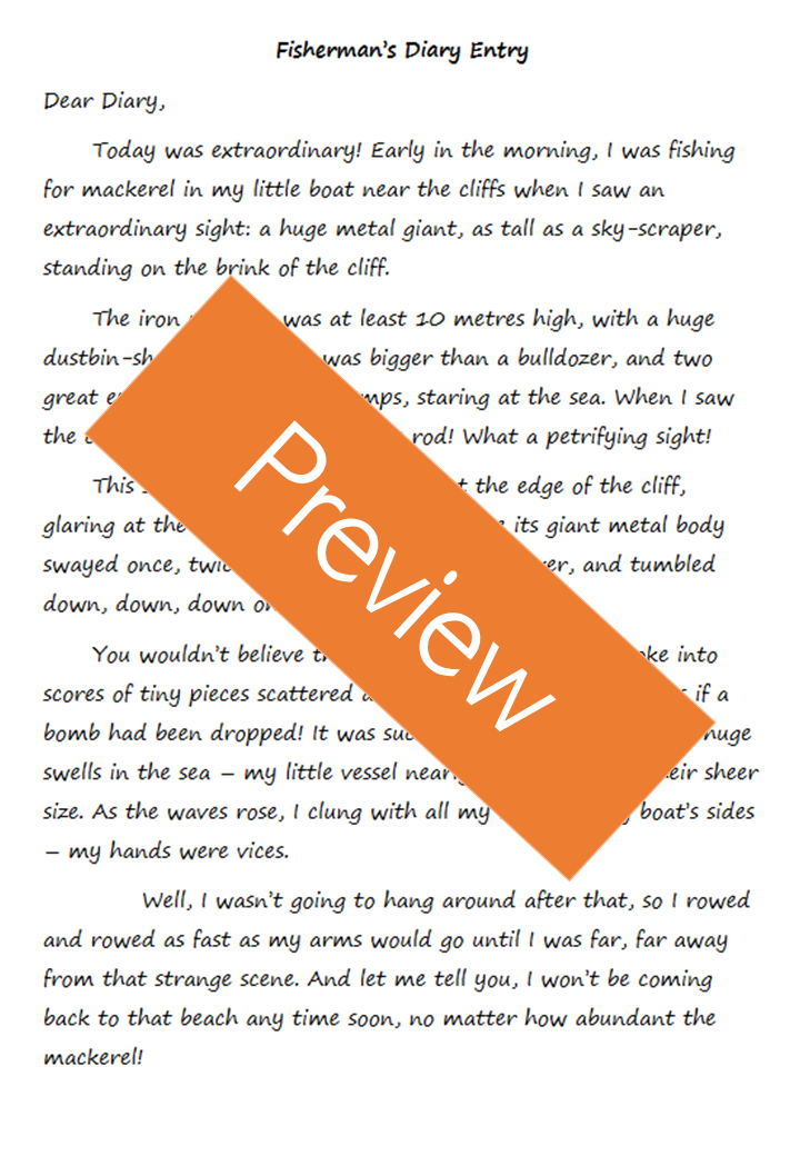 The Iron Man Example Diary Text with Feature Identification & Answers ...