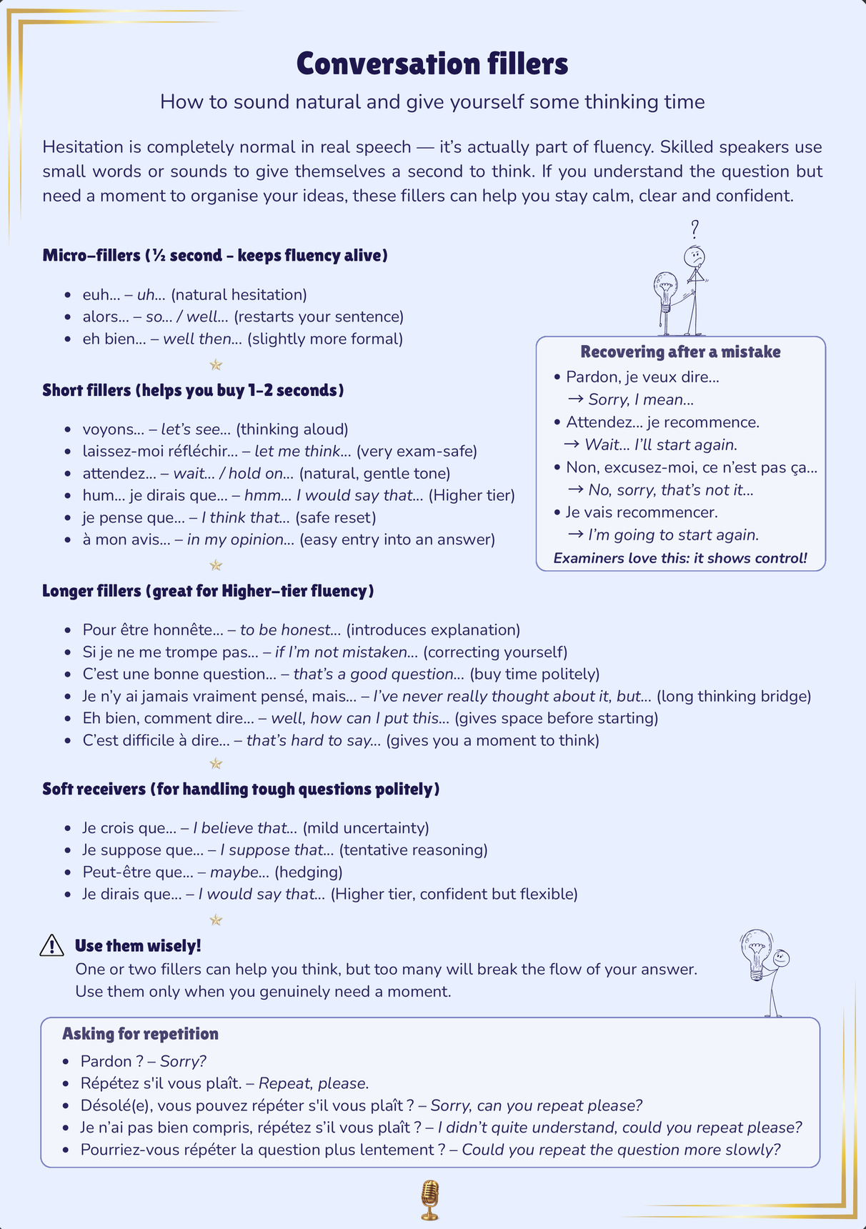 Conversation fillers – French GCSE speaking | Teaching Resources