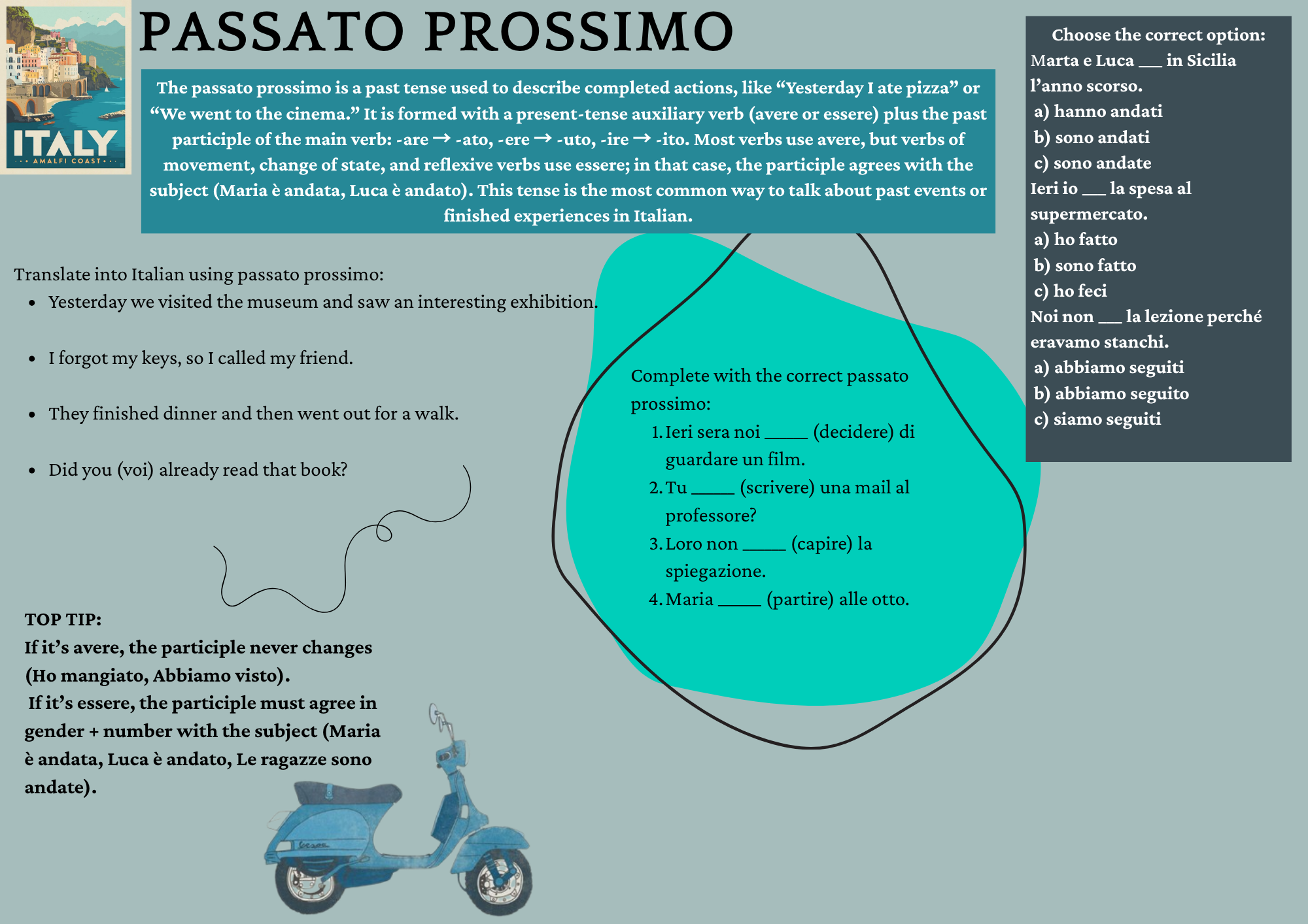 ITALIAN REVISION - Pasatto Prossimo B1 | Teaching Resources