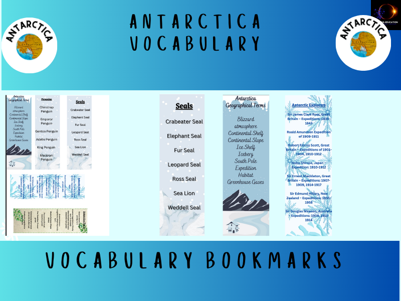 Antarctica Vocabulary Digital Bookmarks KS2 | Teaching Resources
