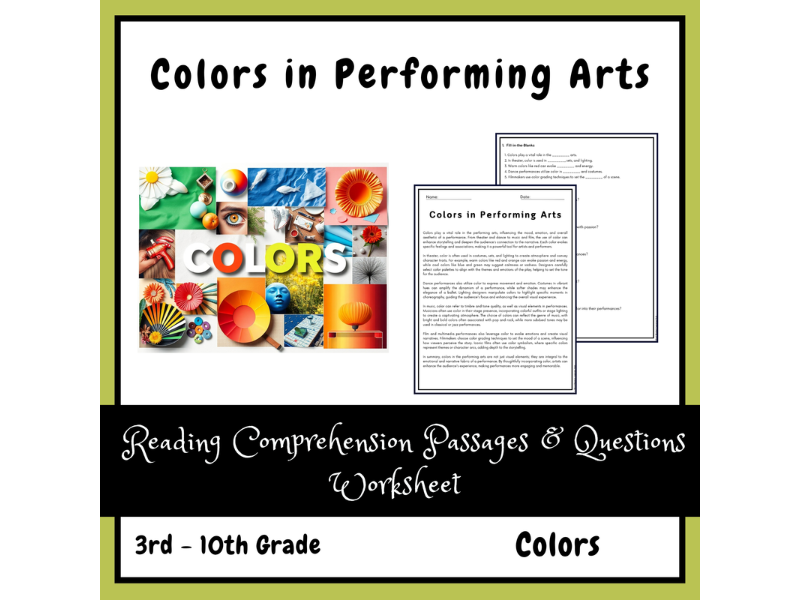 Colors in Performing Arts Reading Comprehension Passages & Questions ...