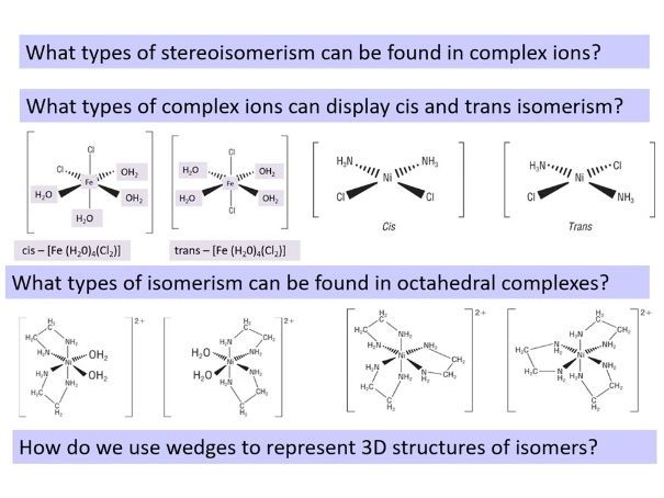Stereoisomerism in complex ions -OCR A Level Chemistry A Chapter 24.3 ...