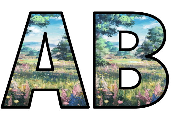 Beautiful Flower Meadow UK Lettering Set Display Title Letters Numbers ...