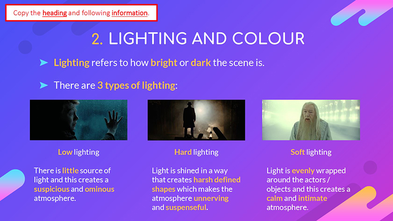 Mise en Scene Slideshow | Cinematic Film Techniques | Teaching Resources