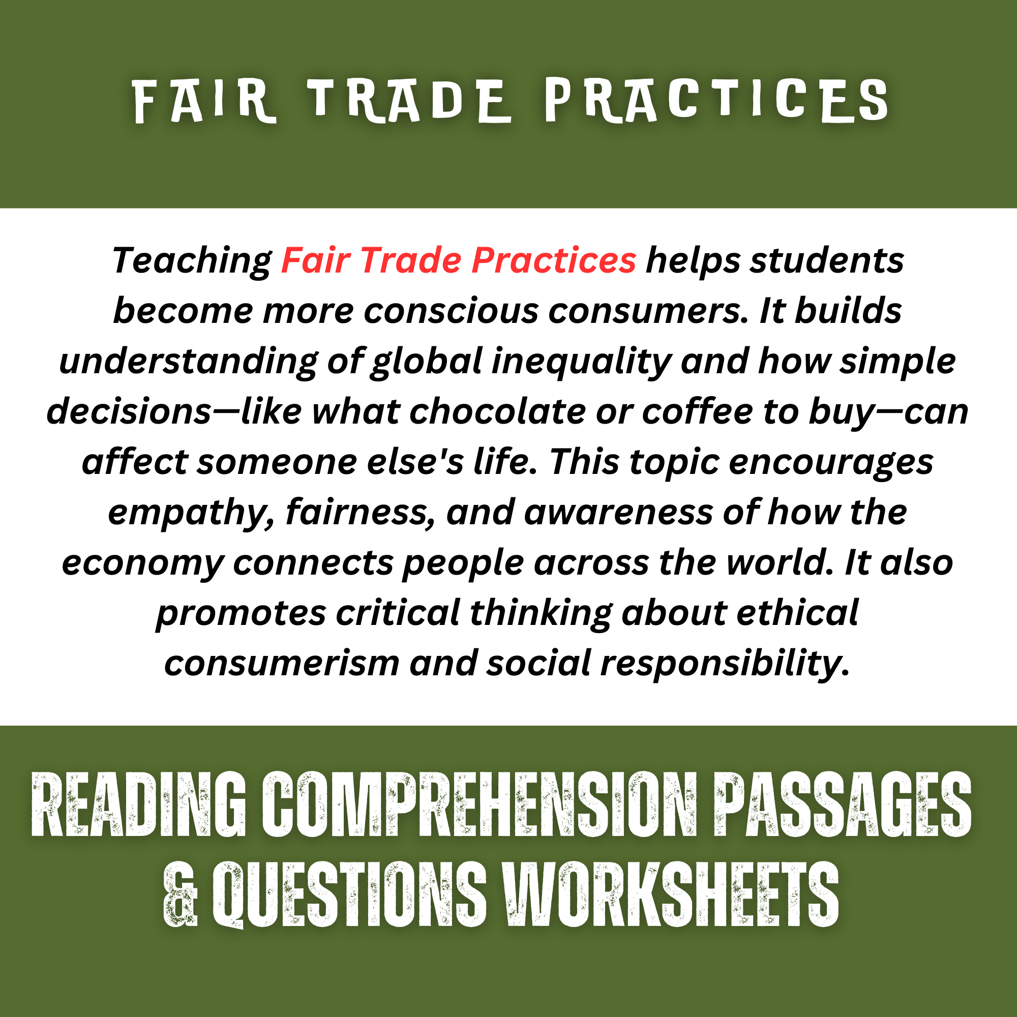 Fair Trade Practices - Economics Reading Worksheet | Teaching Resources